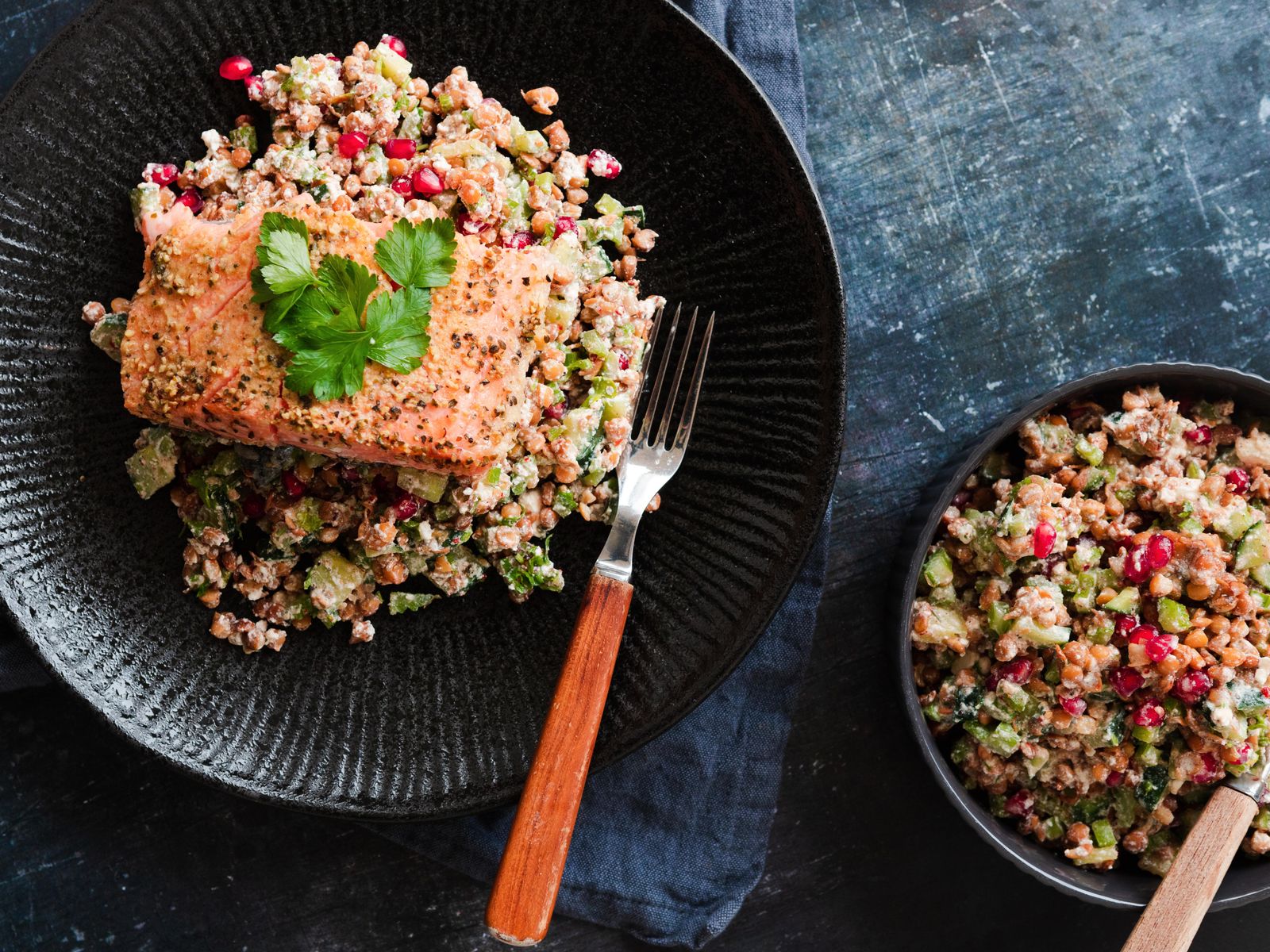 Linsesalat med laks - Rask middag | Oppskrift